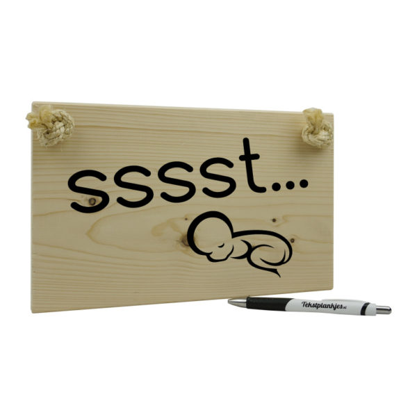 Bestel tekst op hout: Ssssssst, baby slaapt - Goedkoop en snel geleverd!